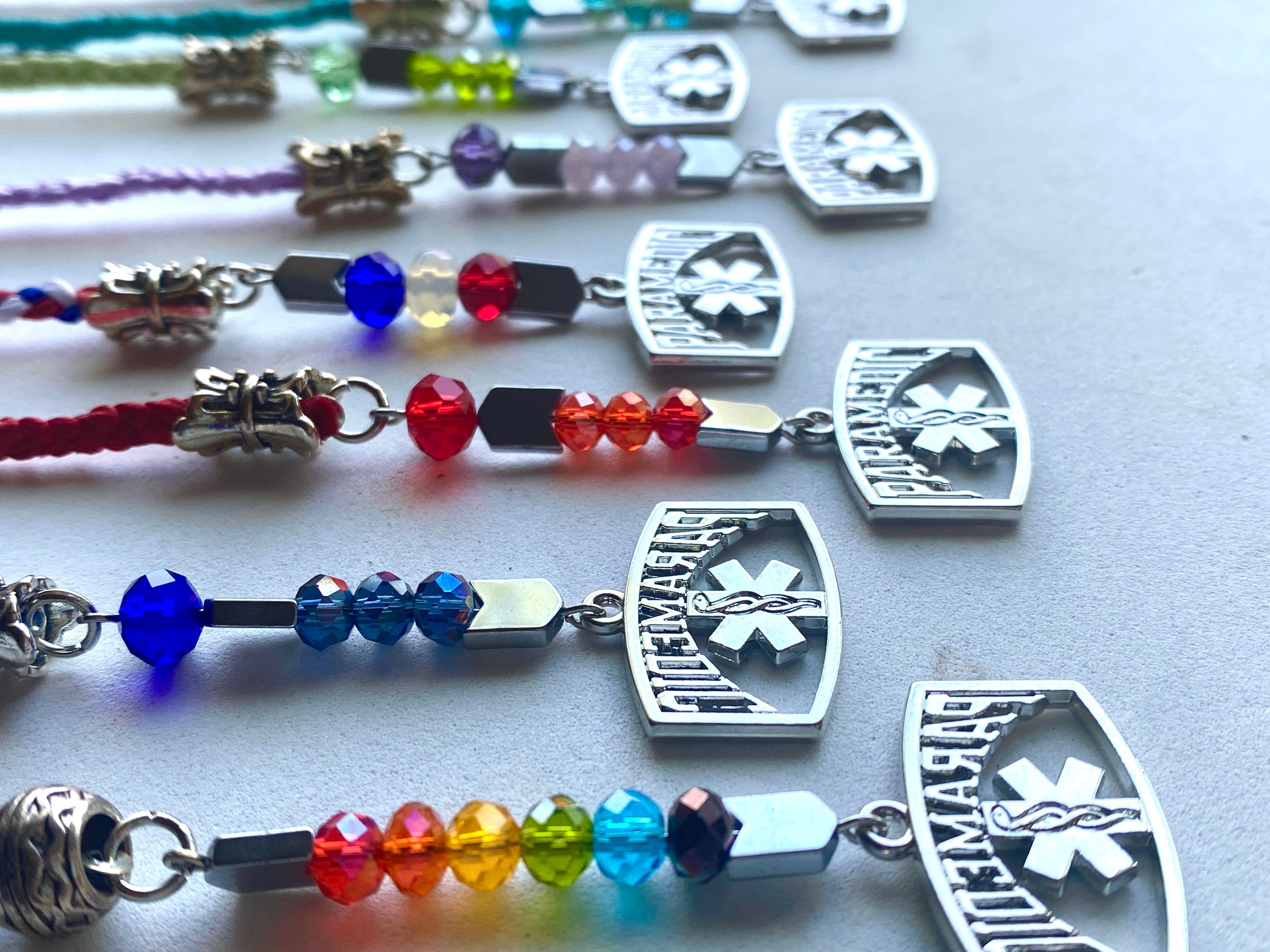 Paramedic Crystal Star of Life Car Mirror Dangle, Handmade, Czech Glass ...