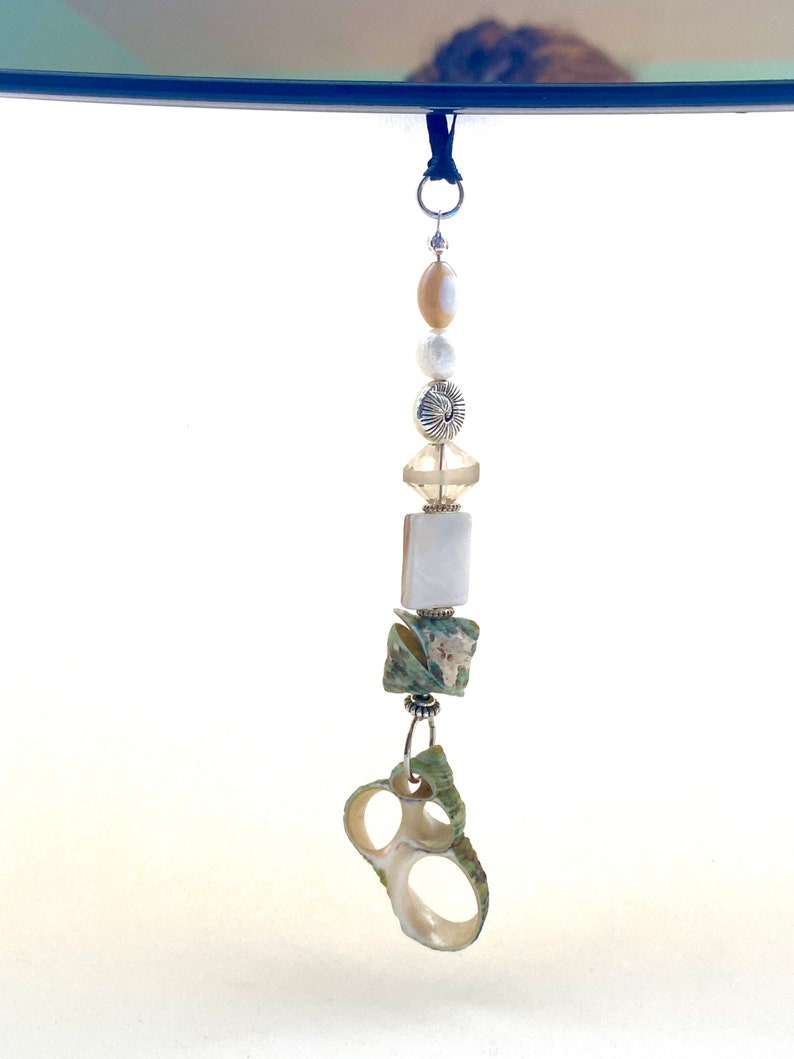 Ocean Inspired Sea Shell Freshwater Pearl Car Mirror Dangle | Etsy