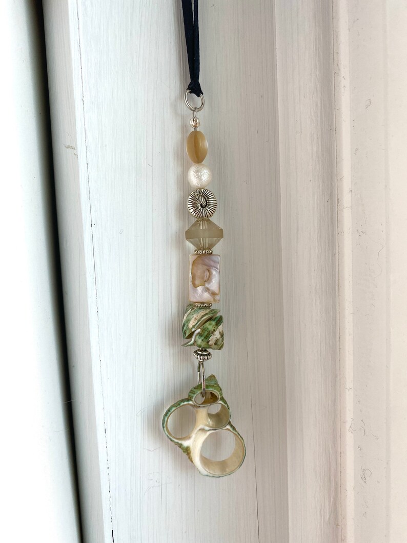 Ocean Inspired Sea Shell Freshwater Pearl Car Mirror Dangle | Etsy