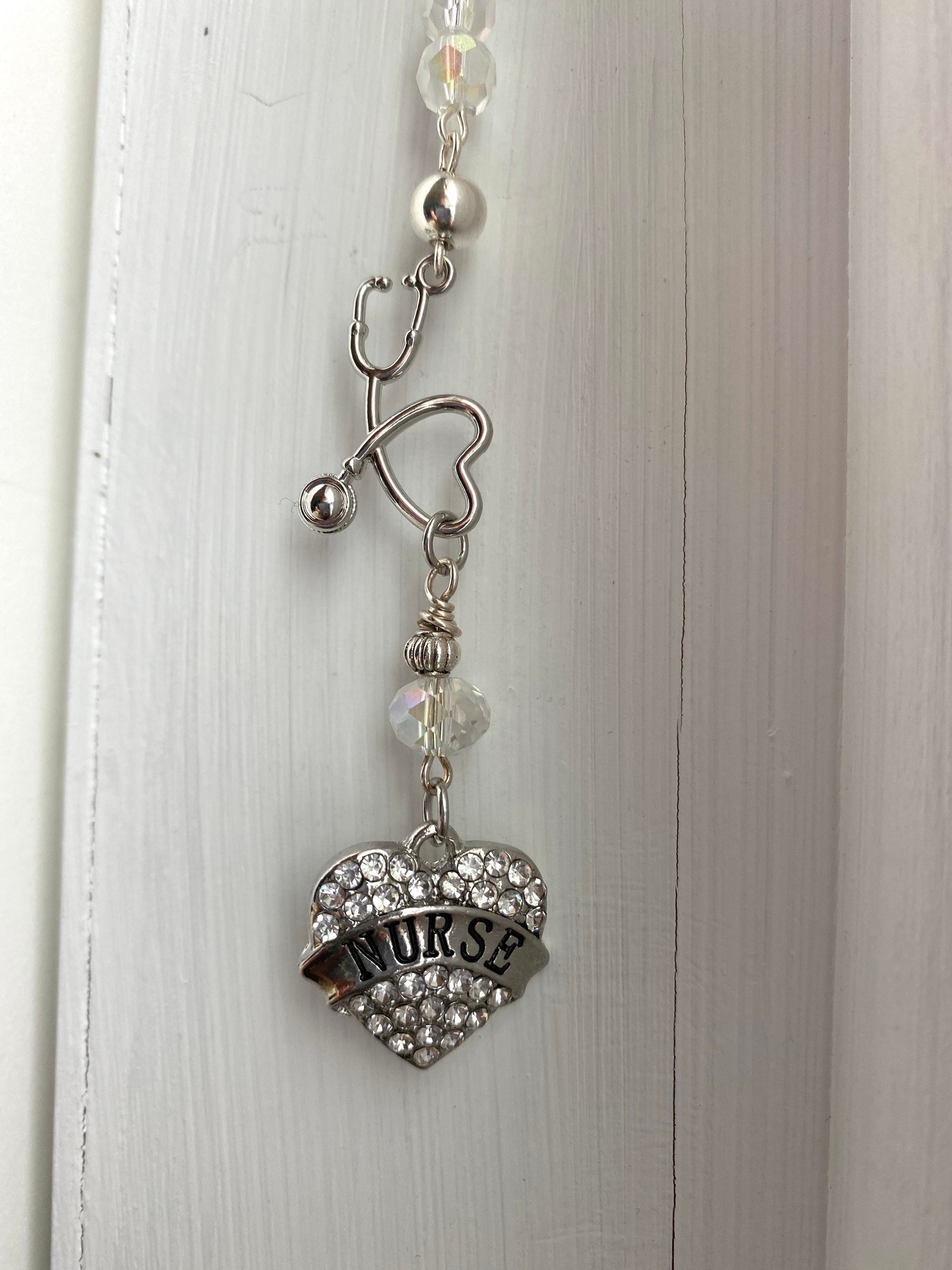 Czech Glass Crystal Nurse Car Mirror Dangle, Stethoscope Charm - Etsy