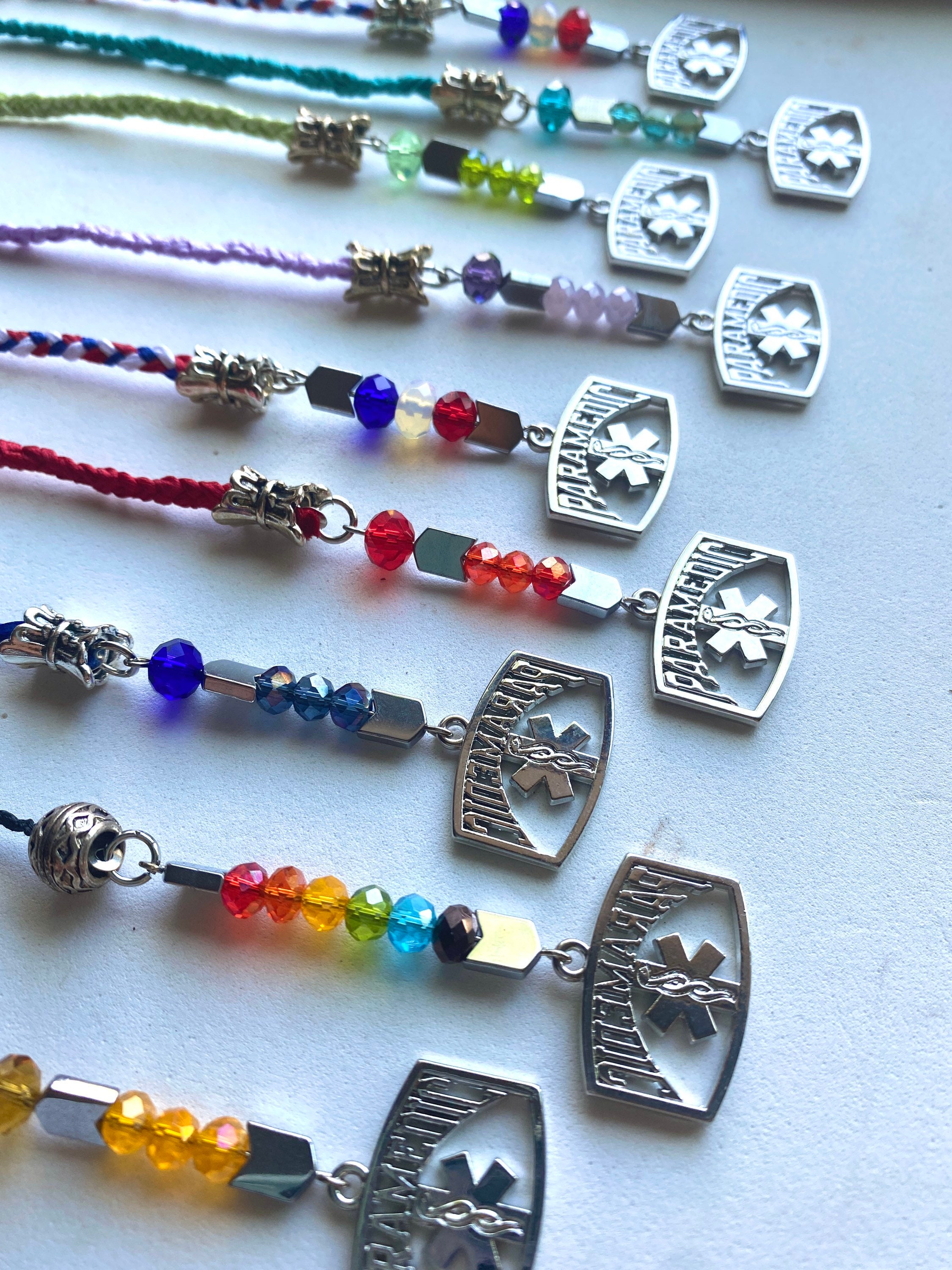 Paramedic Crystal Star of Life Car Mirror Dangle, Handmade, Czech Glass ...