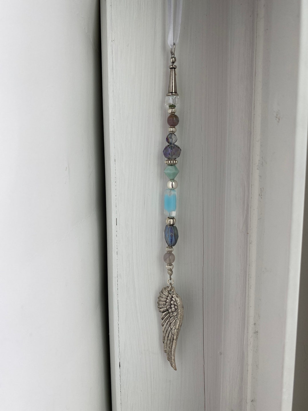 Angel Wing Car Mirror Dangle, Jasper, Amazonite, Czech Glass - Etsy