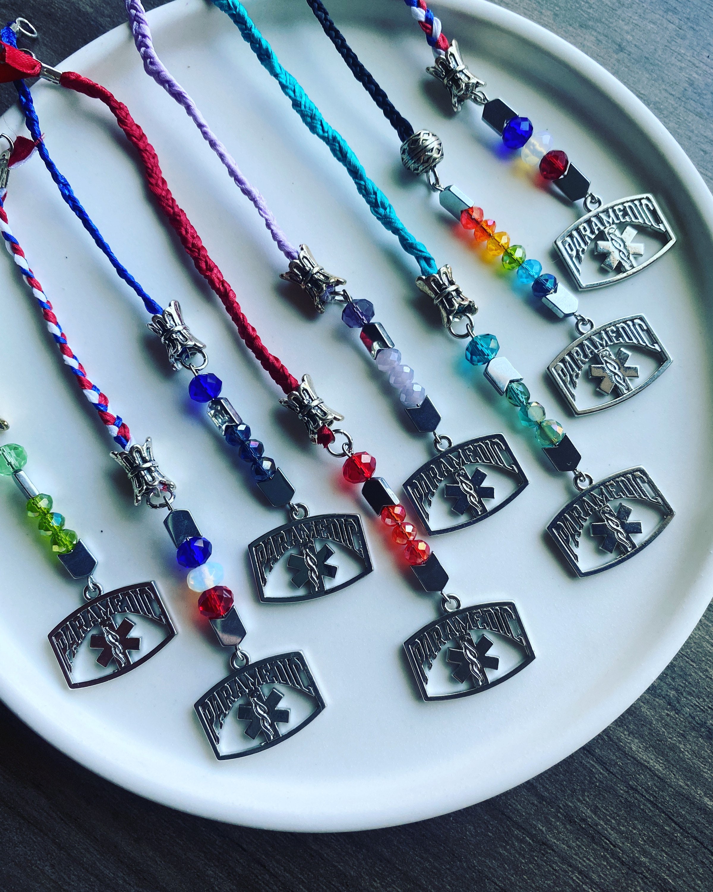 Paramedic Crystal Star of Life Car Mirror Dangle, Handmade, Czech Glass ...