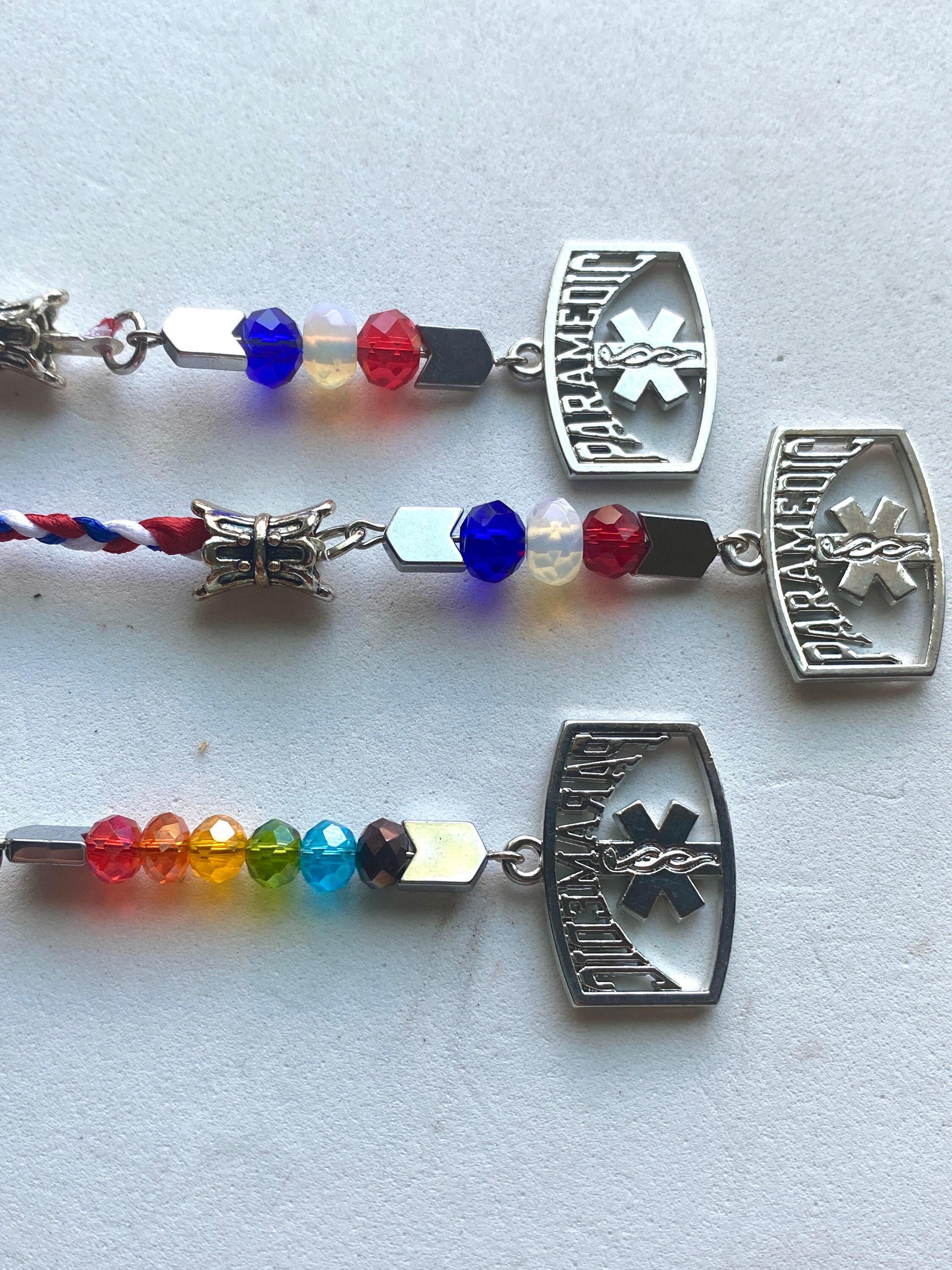 Paramedic Crystal Star of Life Car Mirror Dangle, Handmade, Czech Glass ...