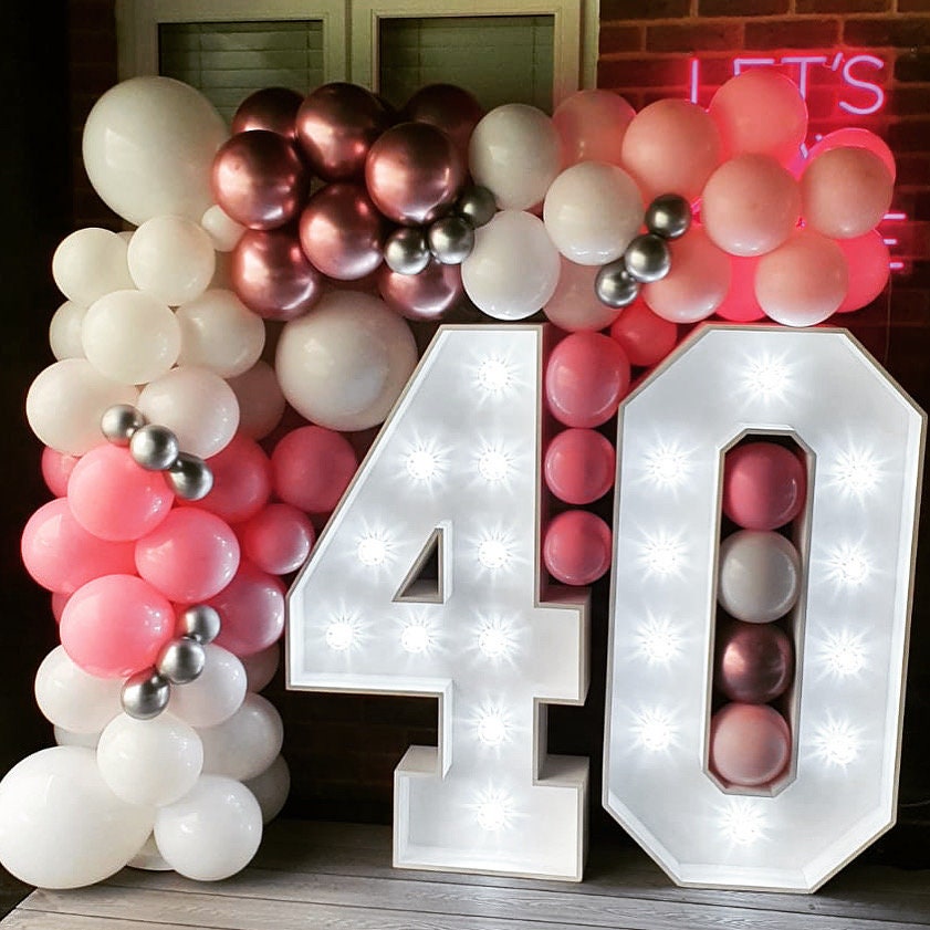Two Light up Numbers and Balloon Display | Etsy UK