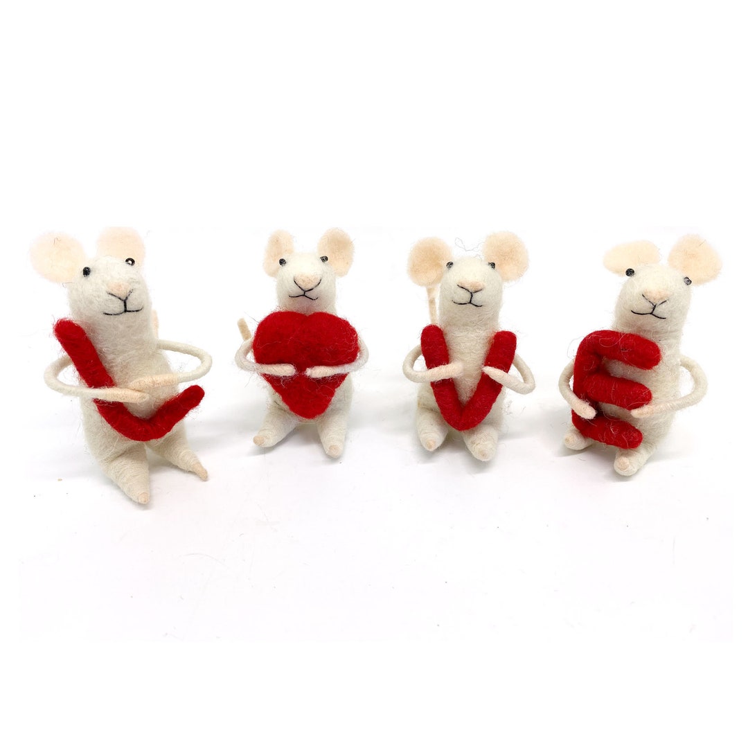 Love Mice Wool Felt Mouse With Love Famliy Handmade Ornament - Etsy Canada