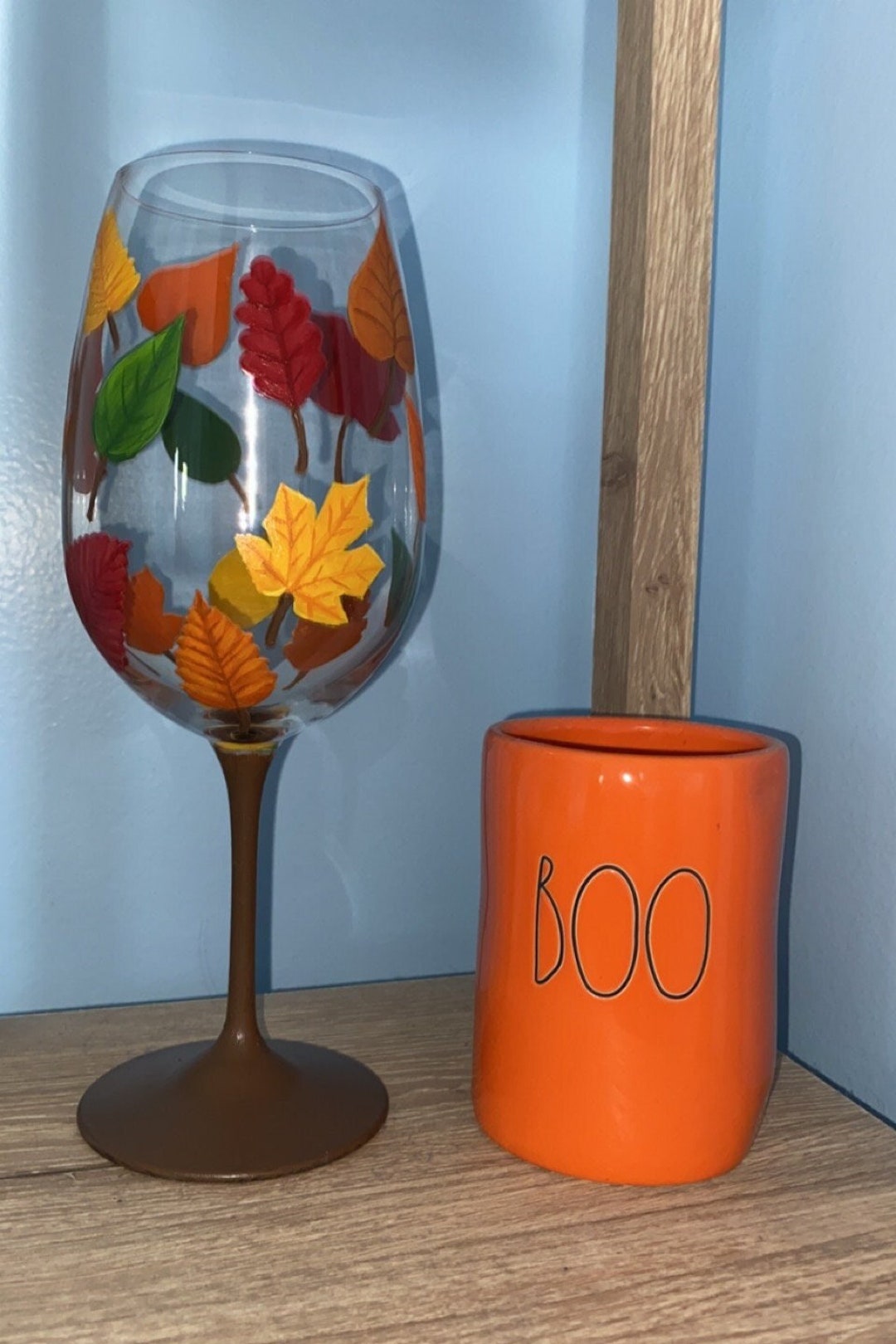 Hand Painted Fall Leaves Wine Glass - Etsy