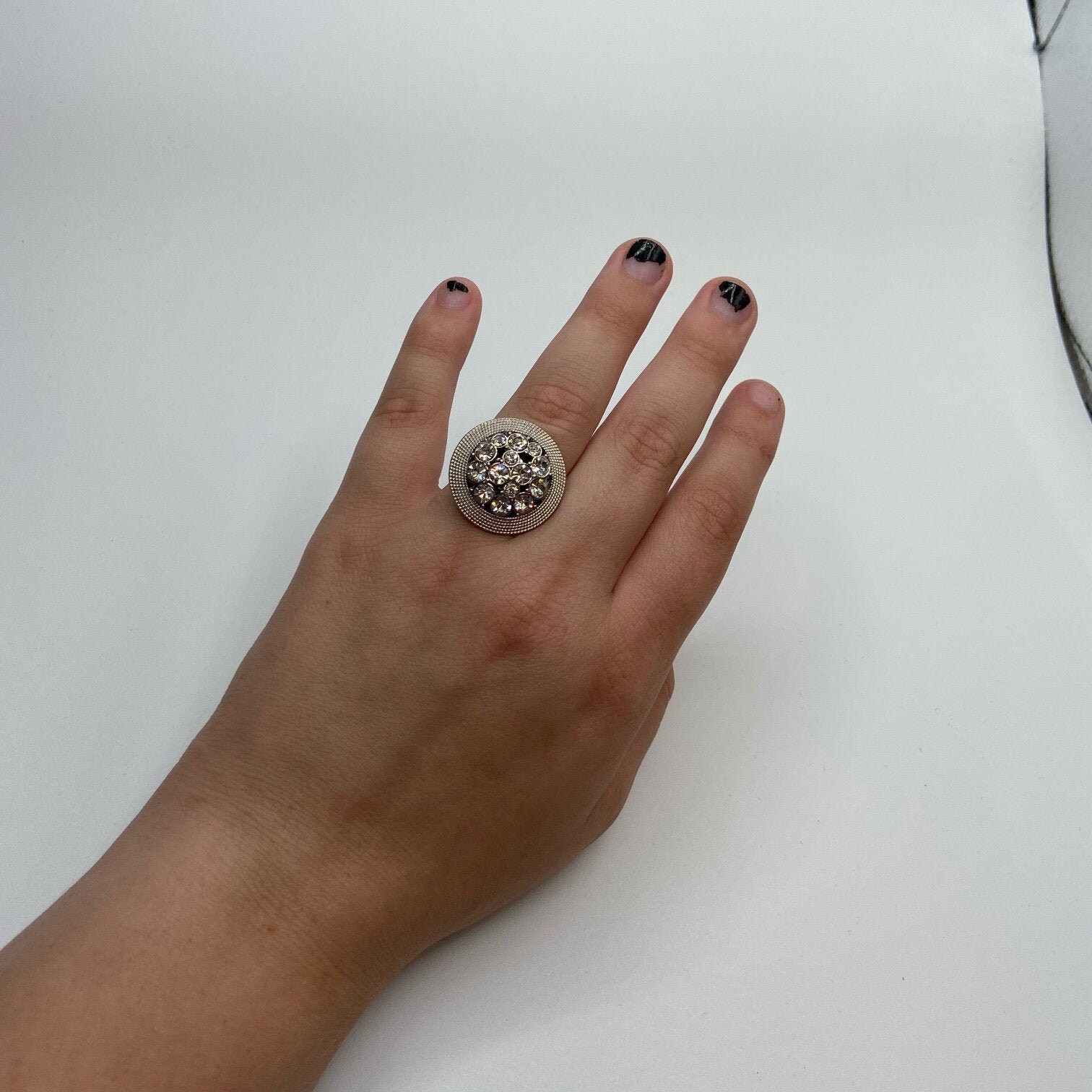 Silver Circular Gem Ring - Etsy