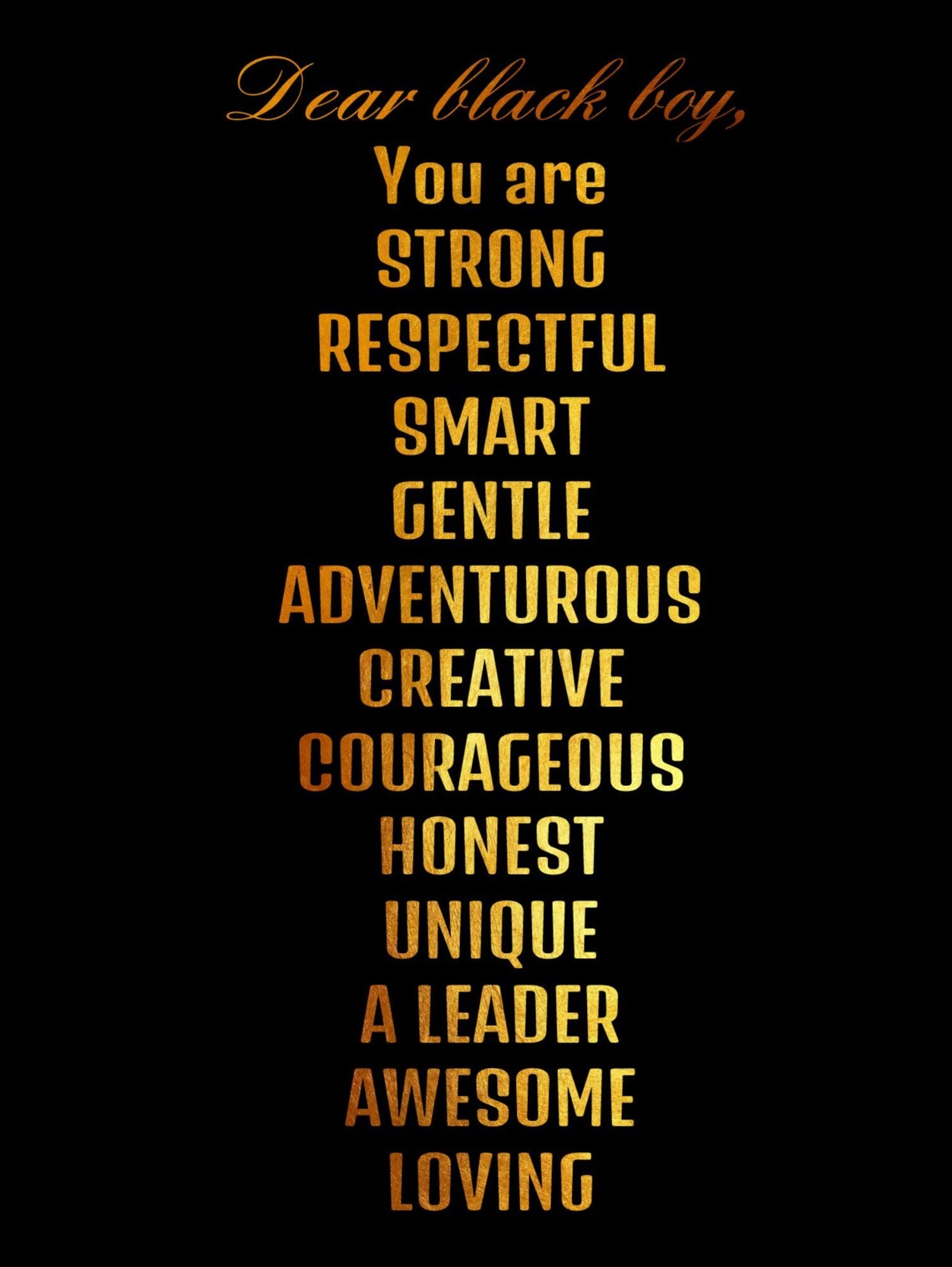 Kids Positive Affirmation Wall Art dear Black Boy - Etsy