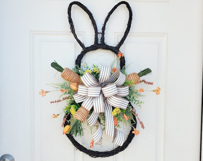 Easter Bunny Wreath for Front Door, Spring Wreath, Easter Decoration ...