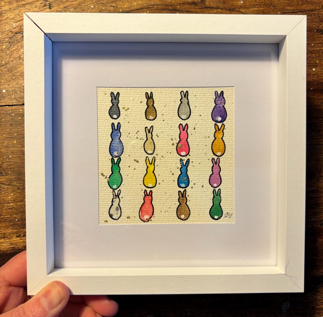 Hand-painted Bunny Watercolour Framed Painting - Etsy UK