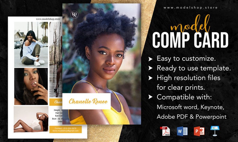 Modeling Comp Card 4 Image Model Comp Card Template Actor - Etsy