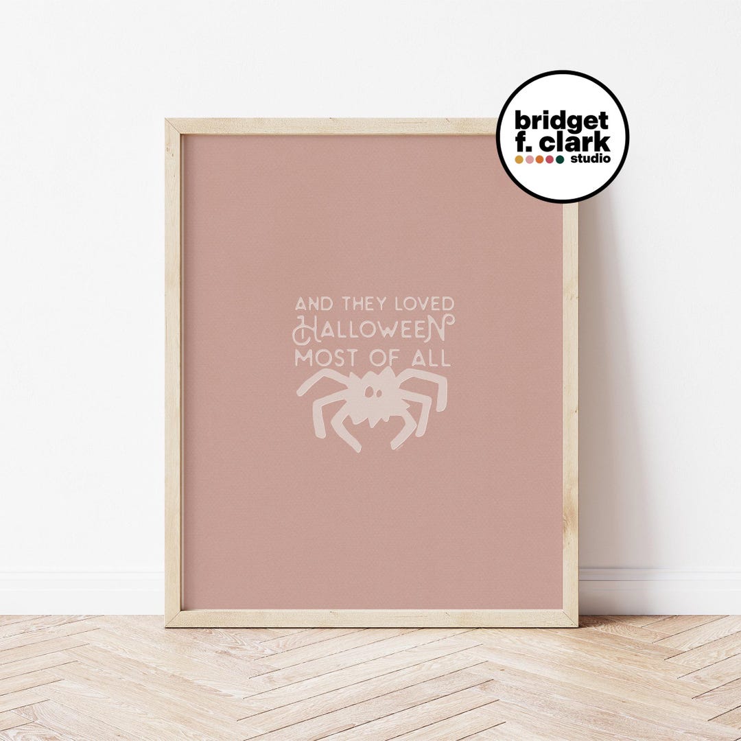Pink Spider Printable, Halloween Printable Wall Art, Spider Wall Art ...