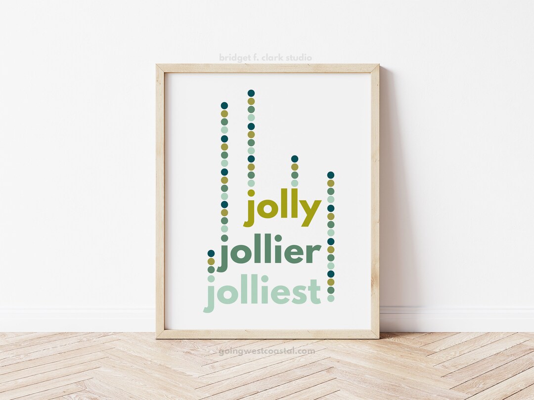 Jolly Sign, Typography Printable Wall Art, Christmas Wall Art Printable ...