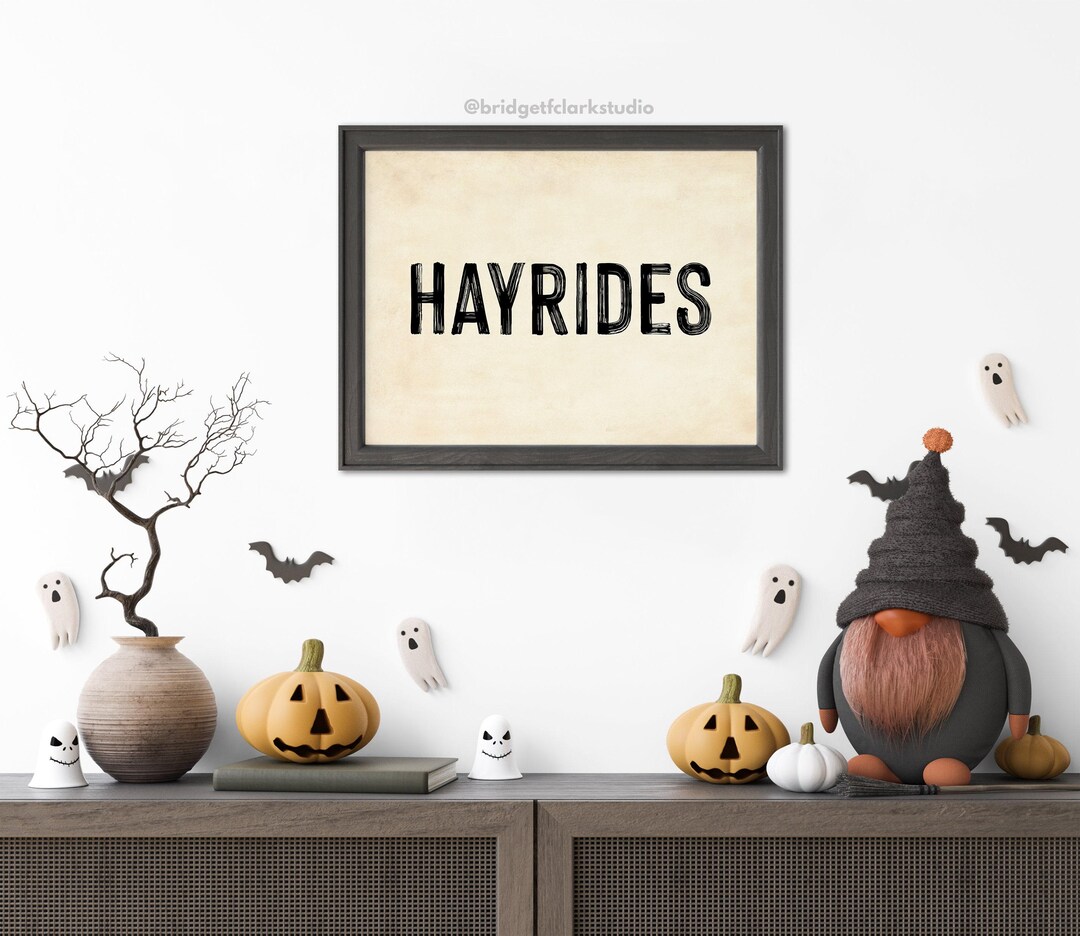 Hayrides Sign, Halloween Printable Wall Art, Halloween Poster ...