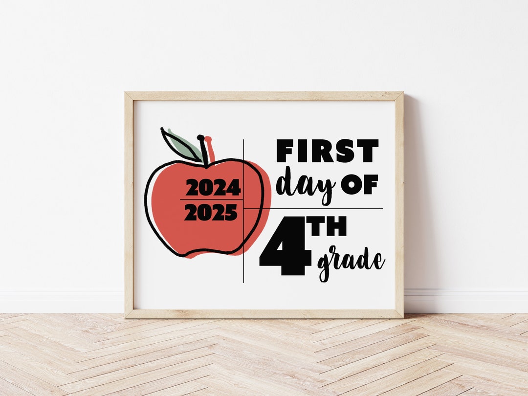 First Day of School Sign, 4th Grade, Back to School Sign Printable ...