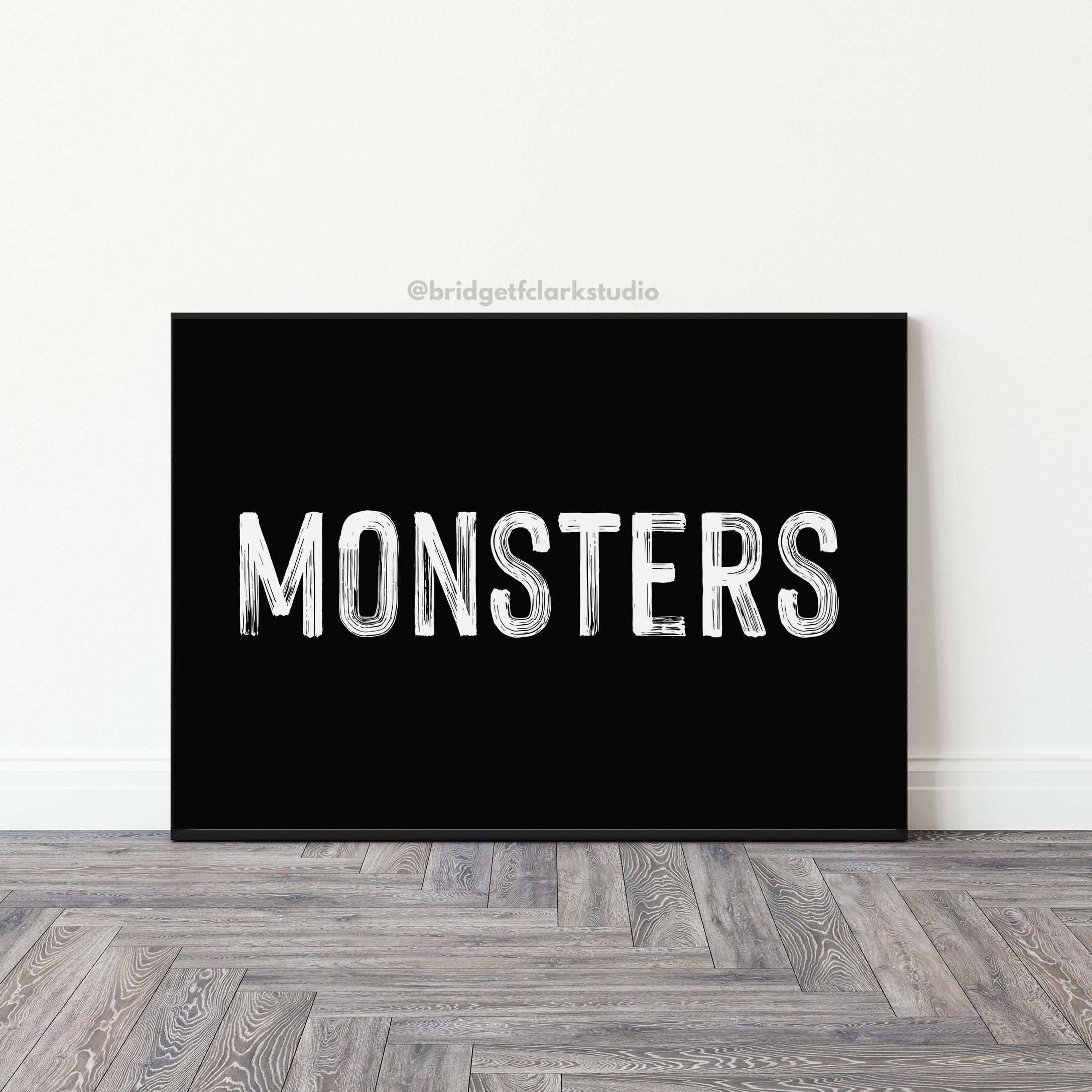 Monsters Prints, Printable Wall Art, Halloween Decor, Halloween ...
