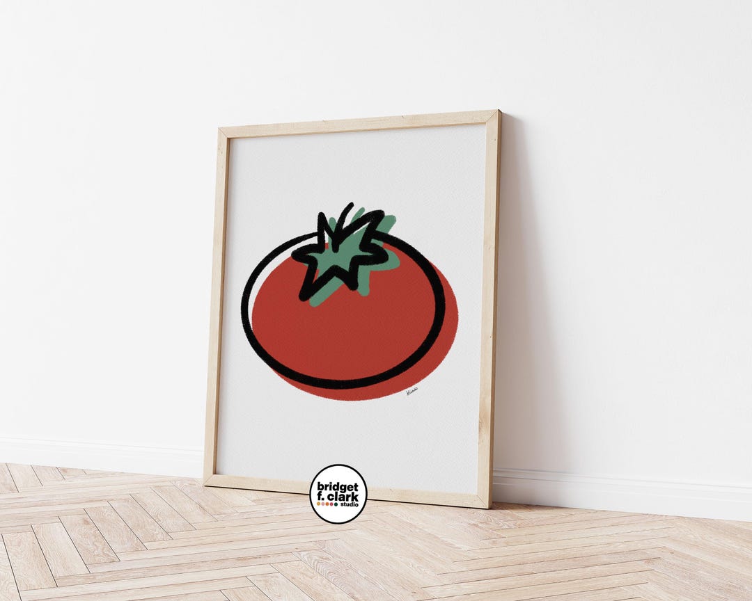 Tomato Girl Summer Wall Art Printables, Retro Tomato Kitchen Art Print ...