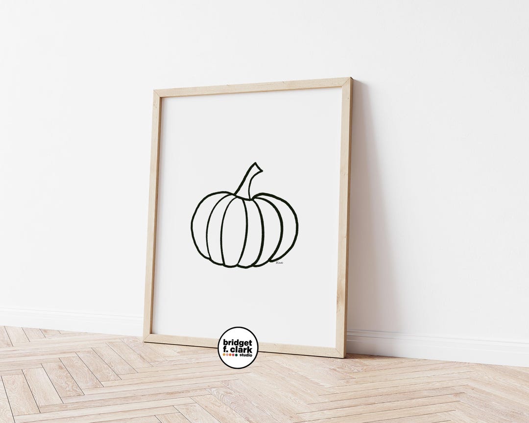 Pumpkin Drawn Printable, Minimal Pumpkin Printable Art, Classy ...