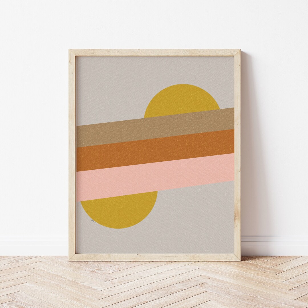 Abstract Sun Print, 70s Art, Printable Wall Art, Modern Stripes, Earth ...
