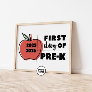 First Day of Pre-k Sign, Back to School Printable, Start of School Sign ...