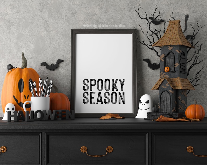 Spooky Season Art, Halloween Printable Wall Art, Boho Halloween Party ...