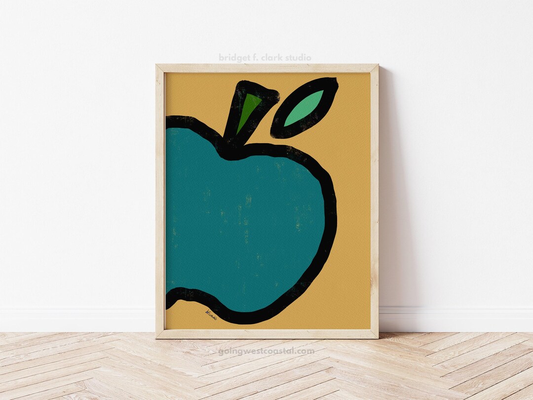 Apple Art Print, Pop Art, Classroom Posters, Mid Century Modern ...