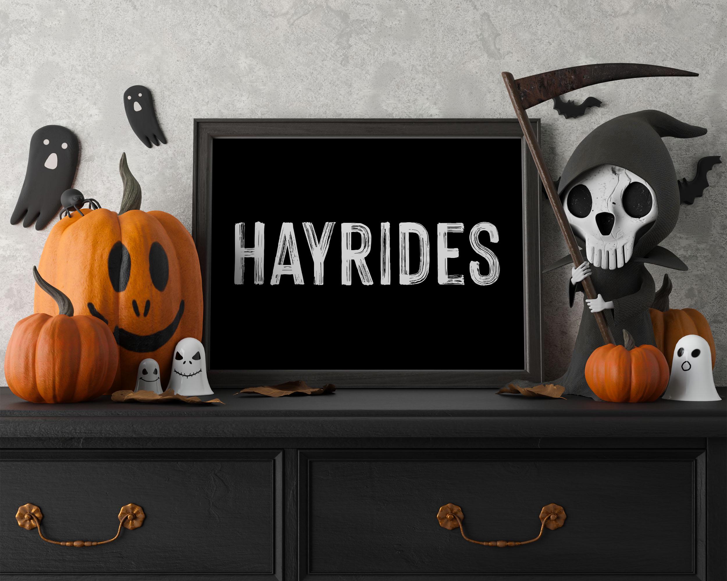 Hayride Sign Printable Wall Art, Halloween Typographic Poster, Fall ...