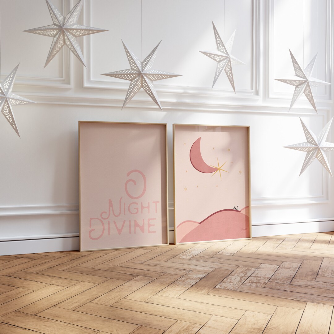 O Night Divine Sign, Nativity Art, Christmas Printable Wall Art Set of ...