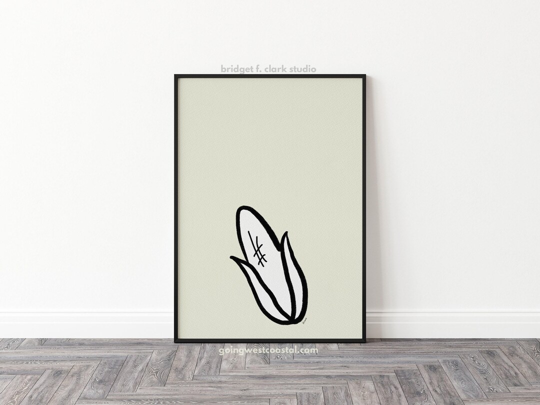 Corn Art, Kitchen Wall Art, Modern Print Download, Corn Decor, Summer ...