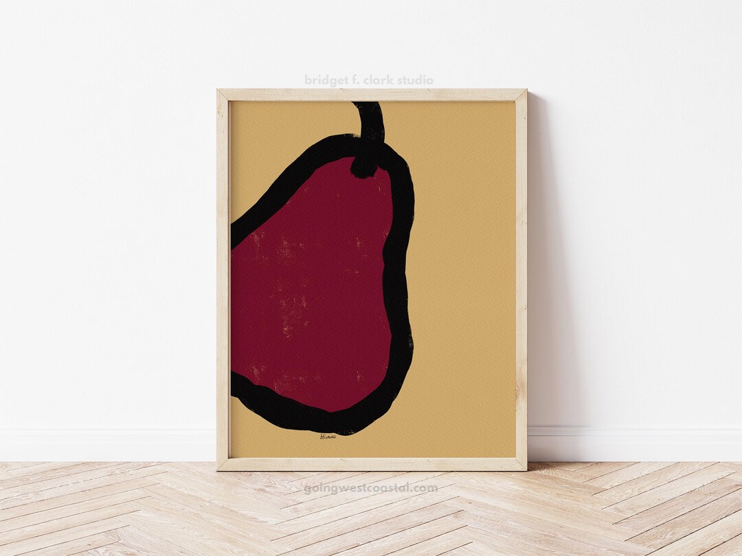 Pear Art Print, Mid Century Modern Wall Art Printable, Pear Kitchen ...