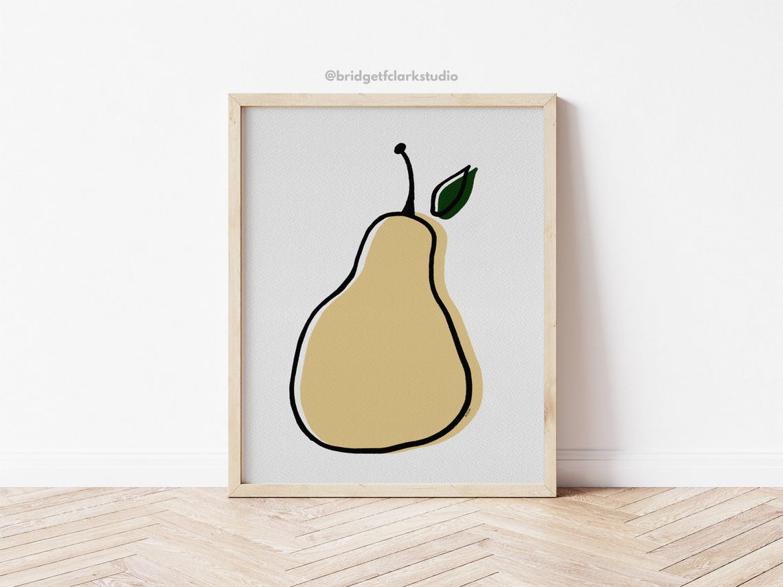 Pear Art Print, Printable Wall Art, Mid Century Modern Wall Art ...