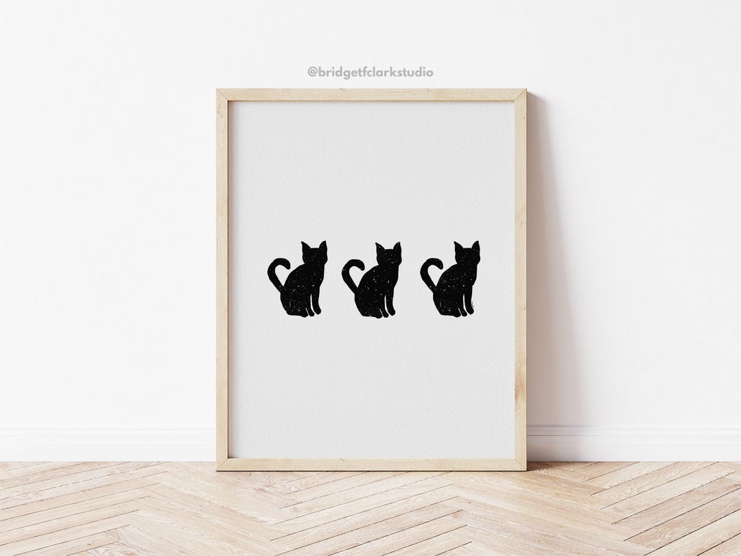 Black Cat Decor, Halloween Printable Wall Art, Halloween Art Print ...