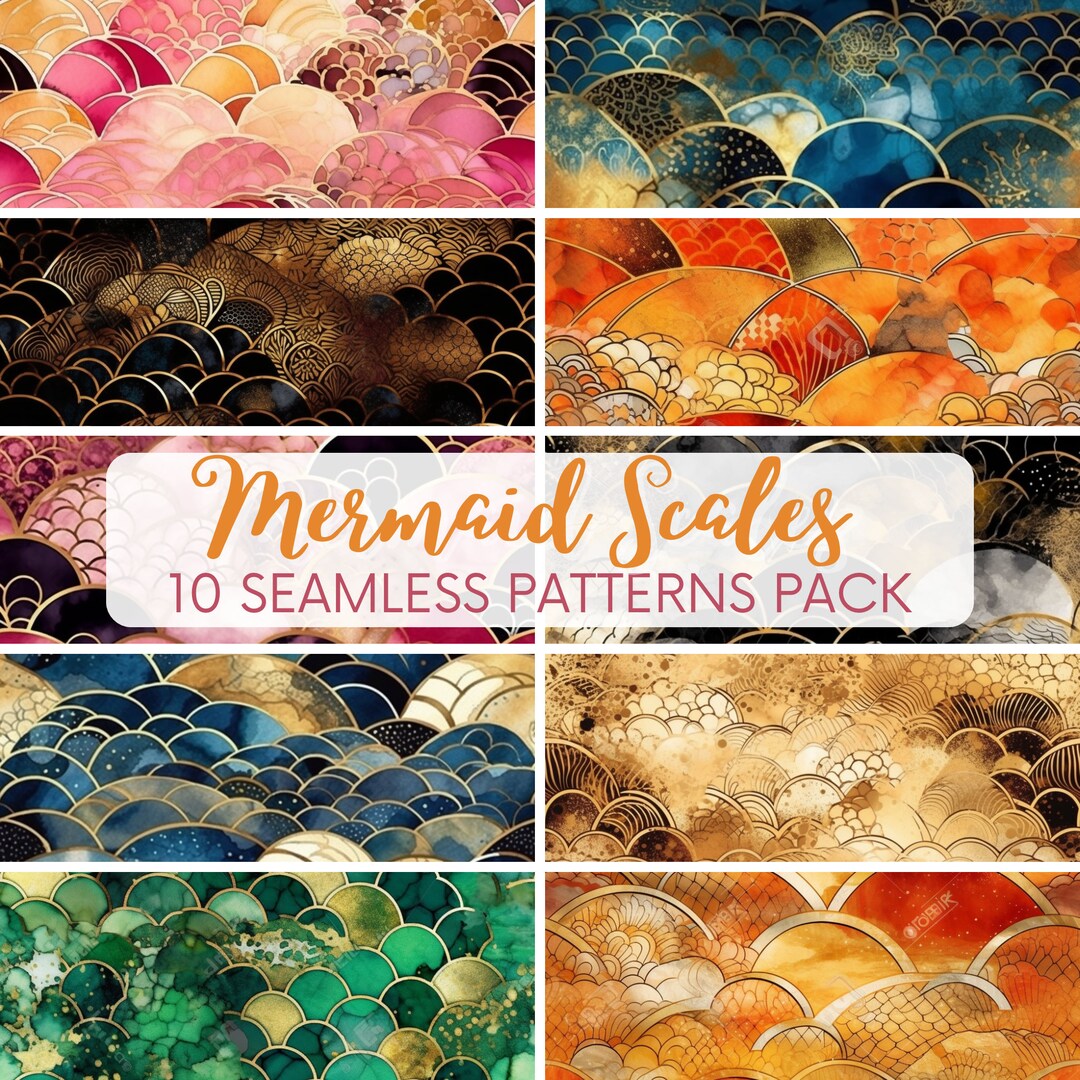 Mermaid Scales Digital Paper- Seamless- Repeating Pattern- 10 Original ...