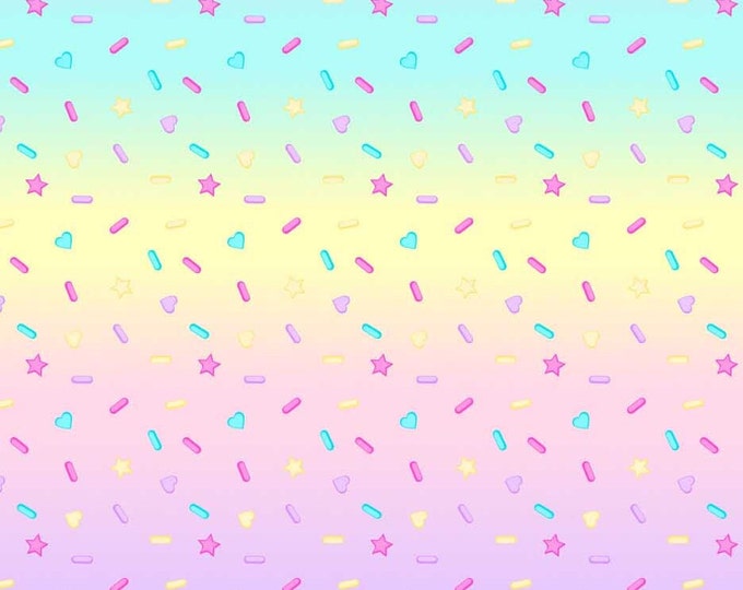 Ombre With Candy Sprinkles Printed DBP Fabric, Aqua/pink. Fabric by the ...
