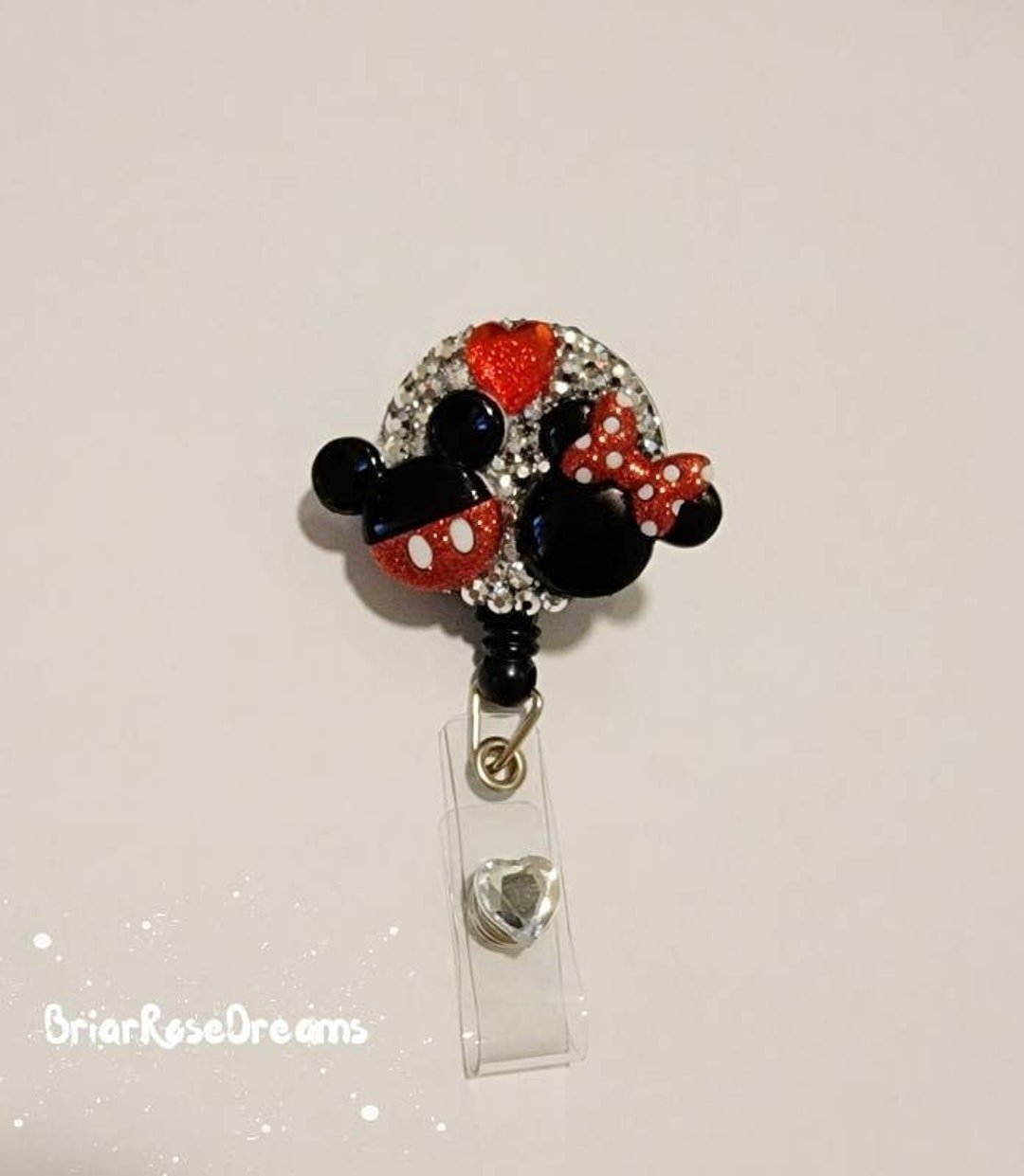 Cute Disney Mickey Mouse and Minnie Mouse Heart Love Badge Reel - Etsy
