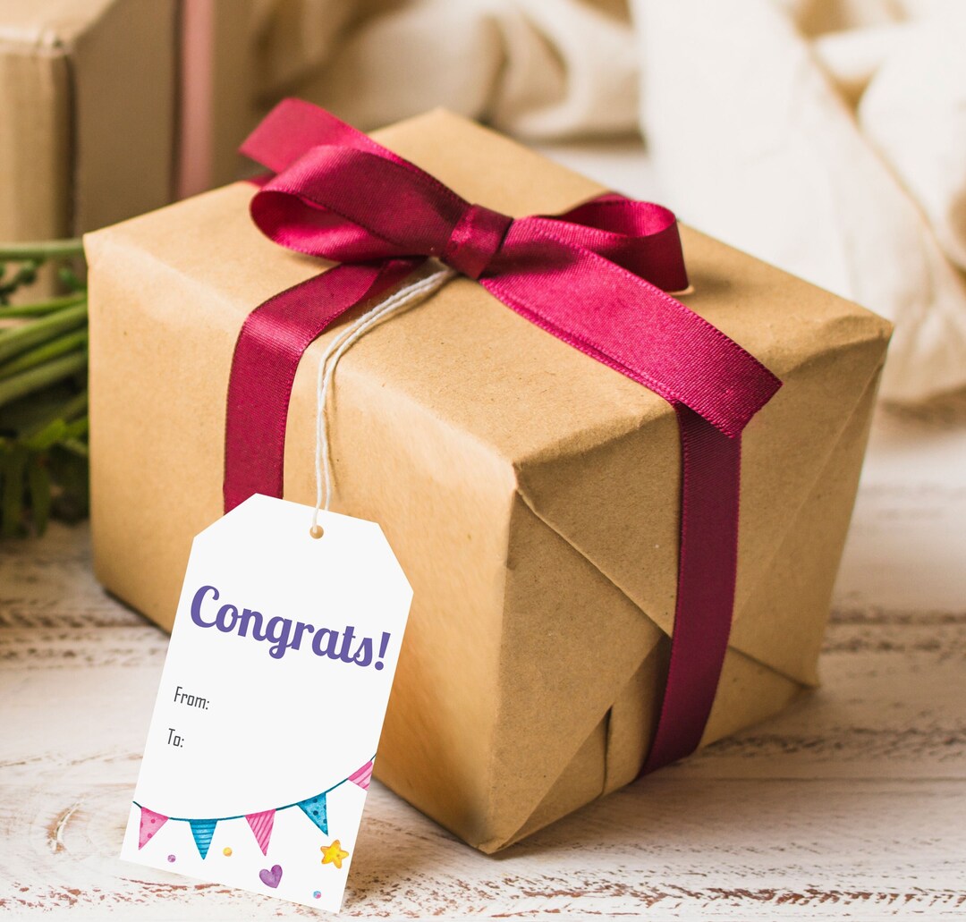 Congratulations Printable Label, Congrats Tag, Congratulations Gift Tag ...