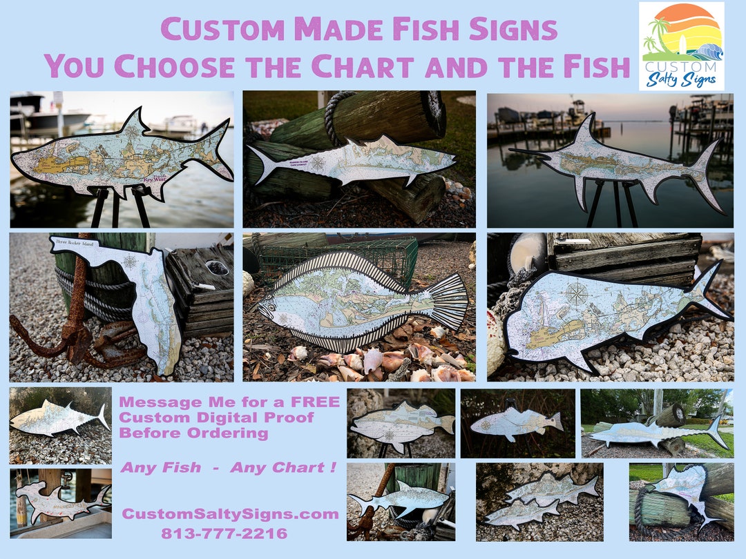 Custom Fish Shape / Map Signs - Etsy