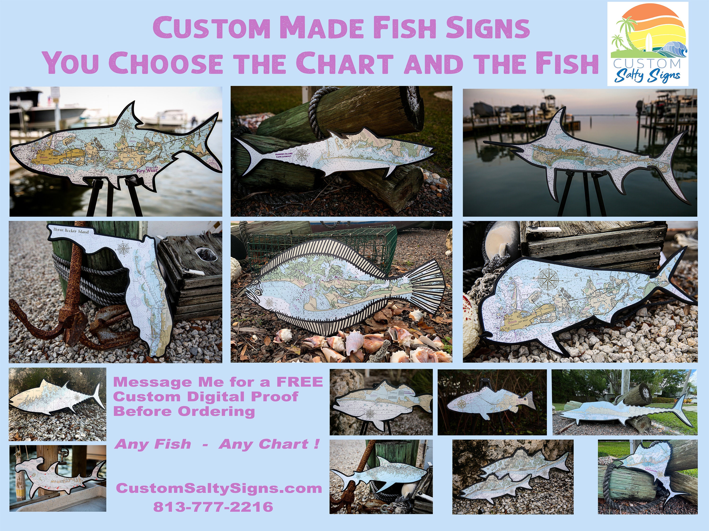 Custom Fish Shape / Map Signs - Etsy