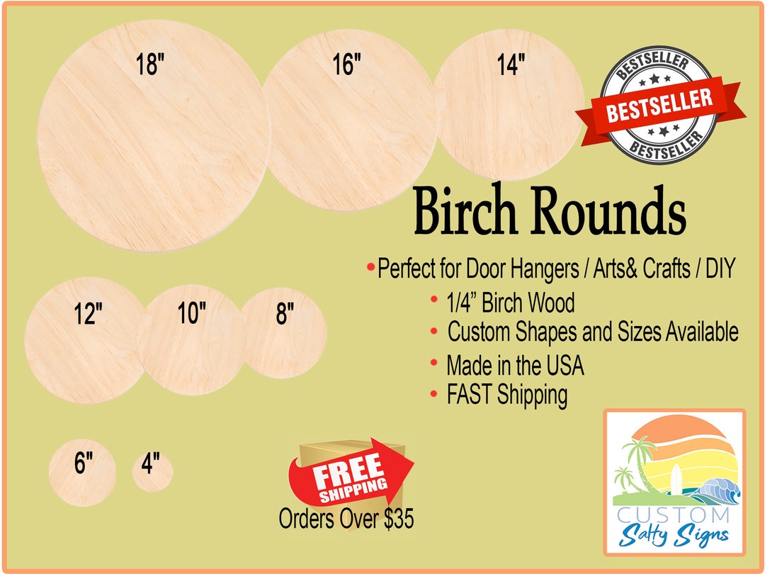 1/4" Birch Rounds / Wood Rounds / Pack of Circles | Round Wooden Blanks ...