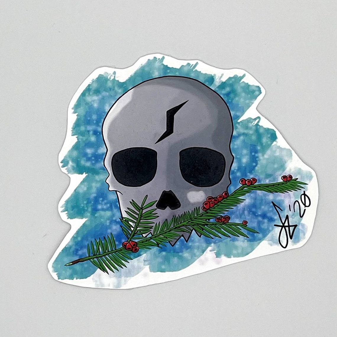 Eihwaz Rune on Skull Sticker, Yew Twig Vinyl Sticker, Norse Rune Symbol ...