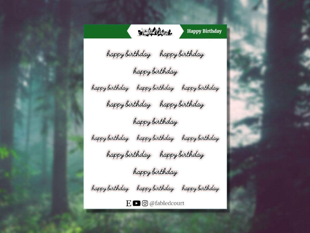 Happy Birthday | Scripts | Planner Stickers - Etsy