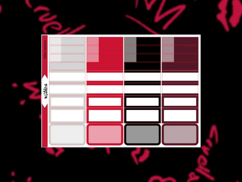 Weekly Kit || Killer Instinct || VERTICAL Planner Stickers - Etsy