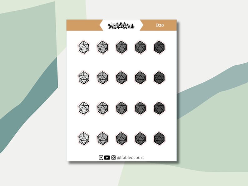 D20 | Hand Drawn | Planner Doodle Stickers - Etsy