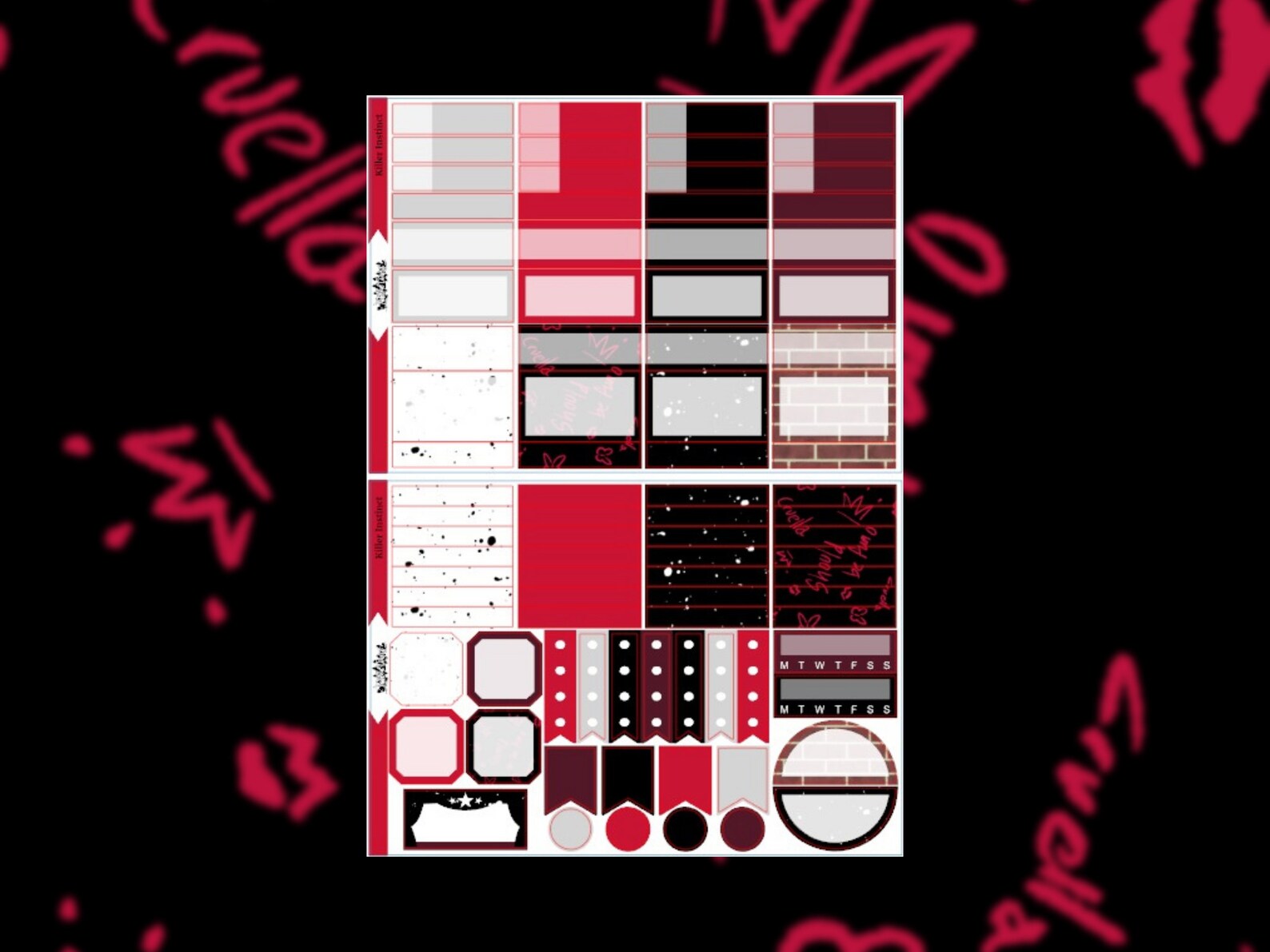 Weekly Kit Killer Instinct VERTICAL Planner Stickers - Etsy