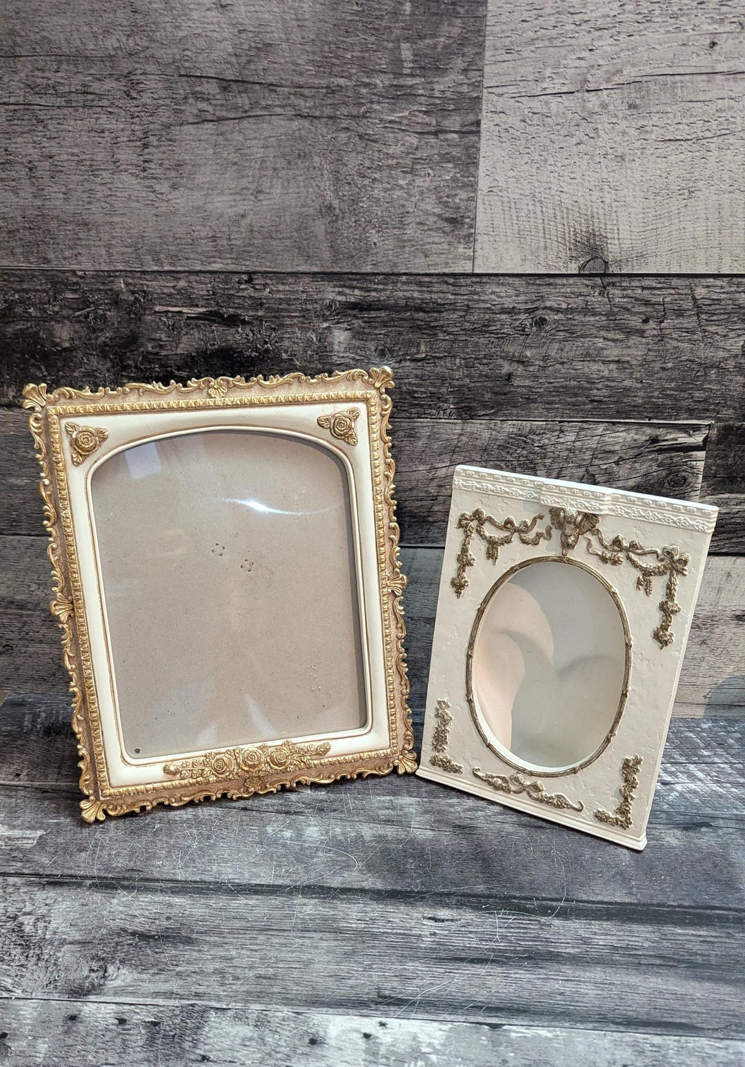 Curated Pair of White and Gold Frames - Etsy