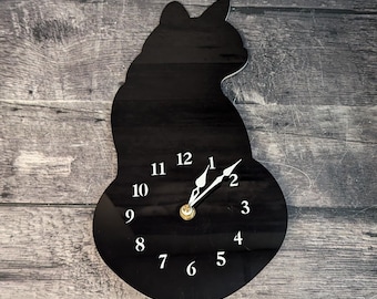 Black Cat Swinging Wall Clock, Cat Clock, Cat Clock With Moving Tail ...