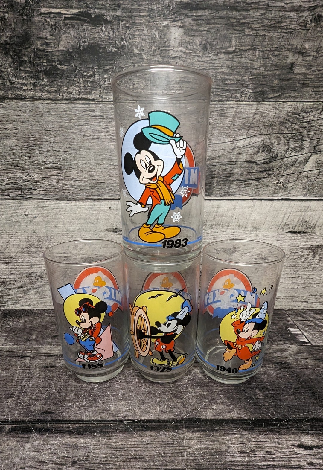 4 Collectible Mickey Mouse Glasses - Etsy