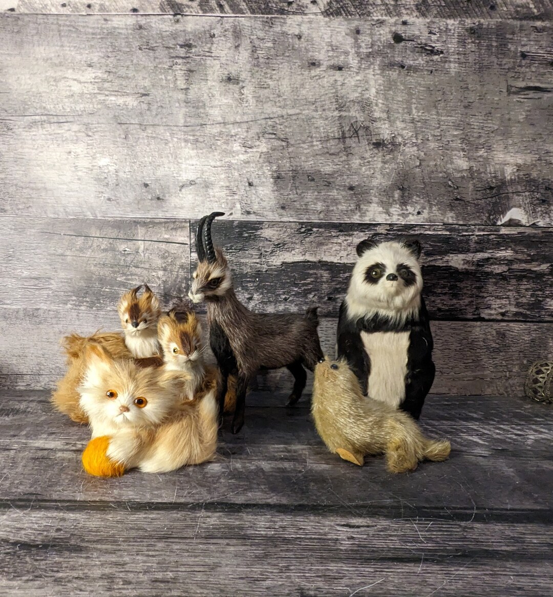 Vintage Real Fur Animal Figurines - Etsy