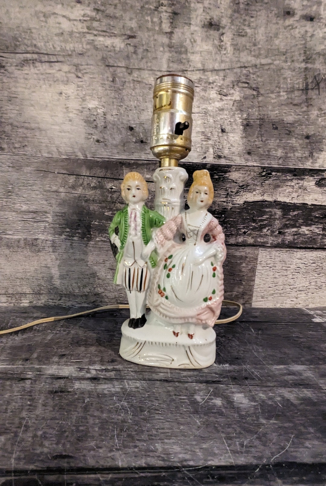 Vintage Porcelain Couple Boudoir Lamp - Etsy